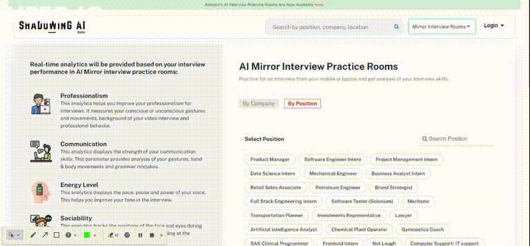 Unique Mock interview Practice with Shadowing.ai